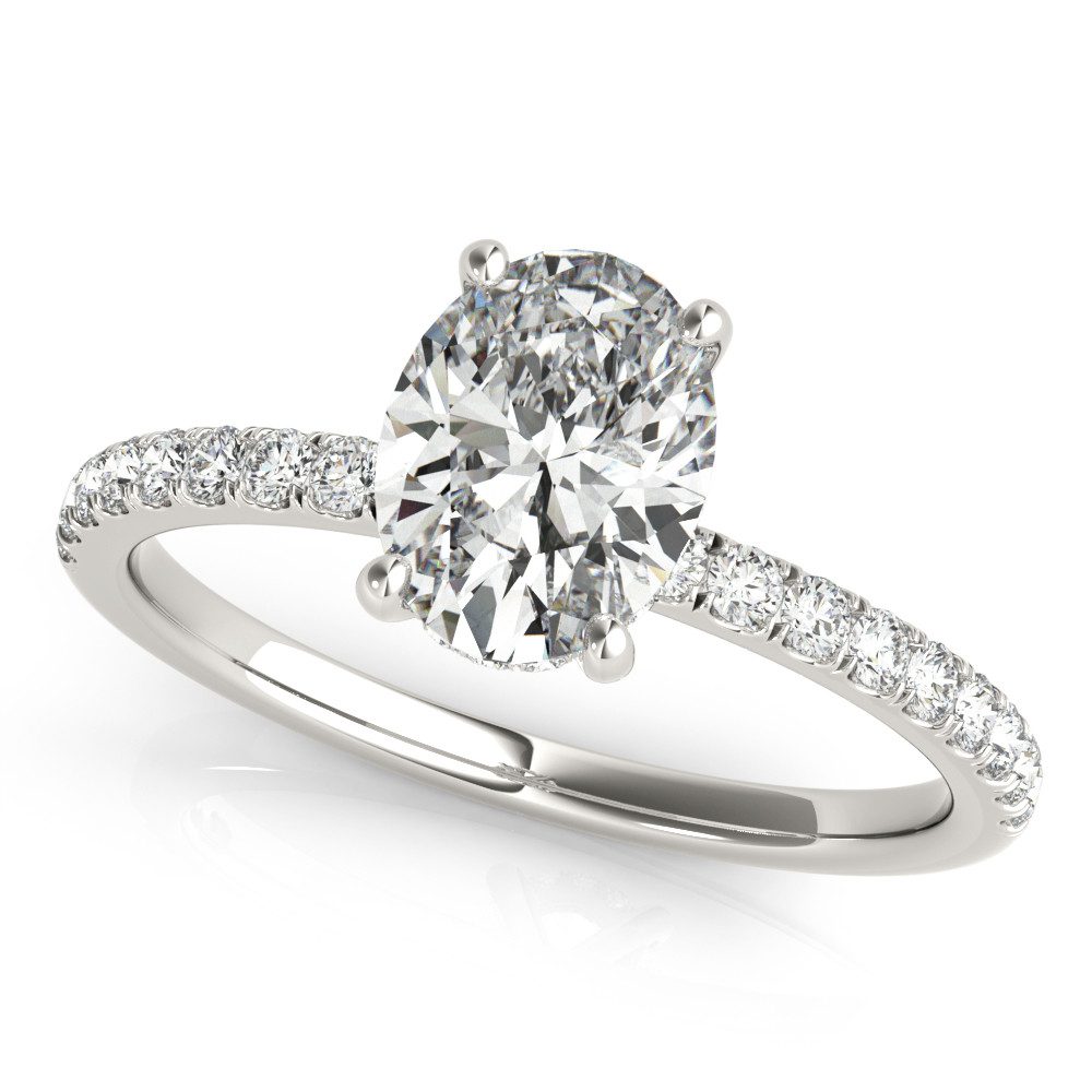 Engagement Ring with Oval Diamond Center Stone